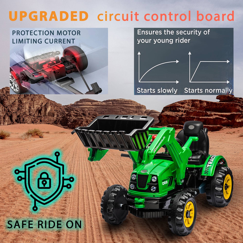 Kidsera Kids Ride on Tractor with Front Loader, 12V 7AH Battery Powere