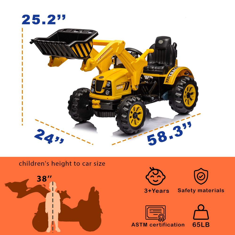 Kidsera Kids Ride on Tractor with Front Loader, 12V 7AH Battery Powere